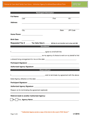 Fillable Online ddas vermont Choices for Care Adult Family Care Home ...