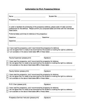 Fillable Online Prospectus Defence Form - Carleton University Fax Email ...
