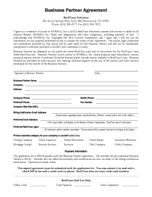 Fillable Online Business Partner Agreement - Sample Templates Fax Email ...