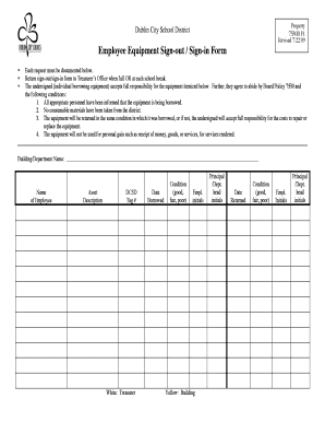 Fillable Online 7530B F1 Employee Equipment Sign-out/Sign-in Form Fax ...