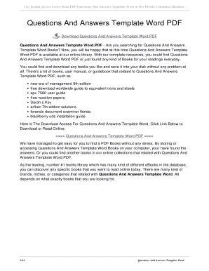 Fillable Online Questions And Answers Template Word PDF. questions and ...