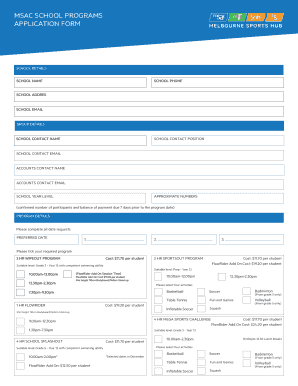 Fillable Online MSAC SCHOOL PROGRAMS APPLICATION FORM Fax Email Print ...