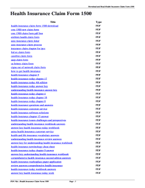 Fillable Online Health Insurance Claim Form 1500. health insurance ...