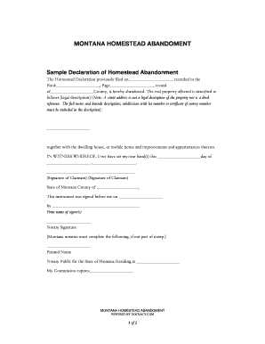 Fillable Online Sample Declaration of Homestead Abandonment Fax Email ...