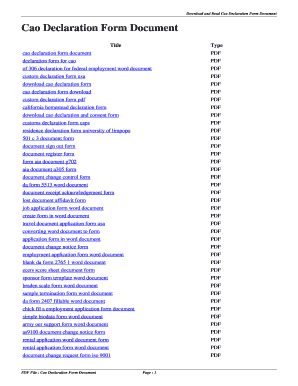 Fillable Online Cao Declaration Form Document. cao declaration form ...