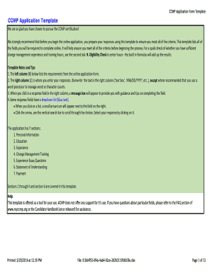 Fillable Online acmpglobal CCMP Application Template - The Association ...