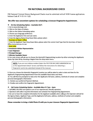 Fillable Online secure in FBI NATIONAL BACKGROUND CHECK - Indiana ...