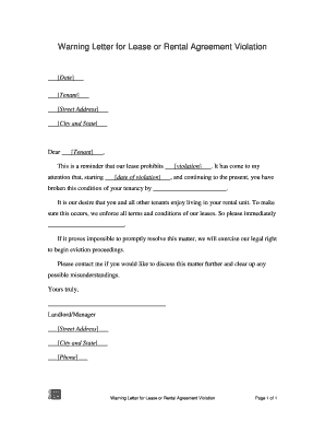 Warning Letter To Tenant For Violations Pdf - Fill Online, Printable, Fillable, Blank | pdfFiller