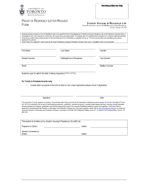Fillable Online utm utoronto Proof of Residence Letter Request Form ...