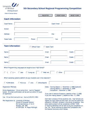 Fillable Online 5th Secondary School Regional Programming Competition Fax Email Print - pdfFiller