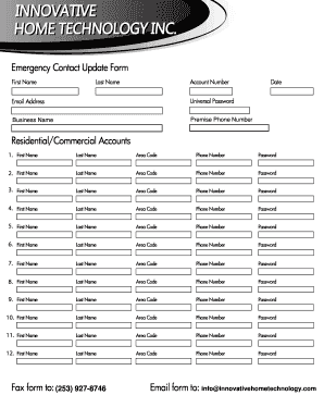 Fillable Online Emergency Contact Update Form copy Fax Email Print ...