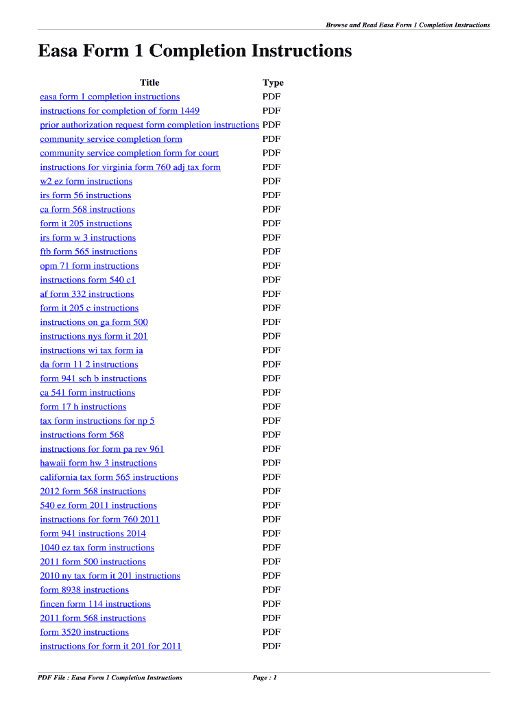 Fillable Online Easa Form 1 Completion Instructions. easa form 1 ...