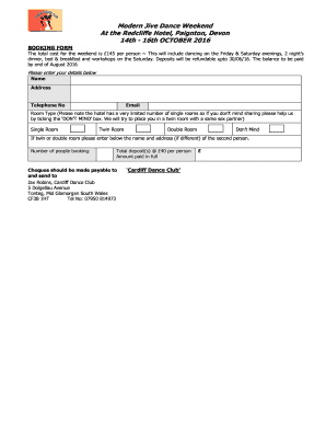 Fillable Online planetleroc October 2016 Booking form - Planet LeRoc ...