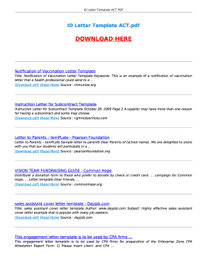 Fillable Online ID LETTER TEMPLATE ACT. ID LETTER TEMPLATE ACT Fax ...