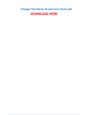 Fillable Online Chicago Title Waiver Of Lien Form Illinois ...