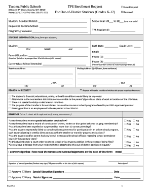 Fillable Online tacomaschools TPS Enrollment Request Fax Email Print ...