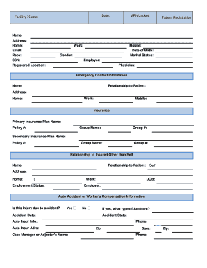 Fillable Online Date: MRN/Jacket: Patient Registration Fax Email Print ...