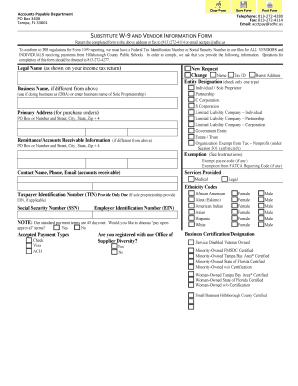 Fillable Online UBSTITUTE W-9 AND VENDOR INFORMATION FORM Fax Email Print - pdfFiller