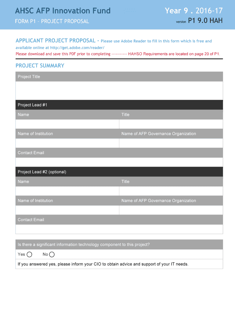 Fillable Online ifpoc FORM P1 PROJECT PROPOSAL version P1 9.0 HAH ...