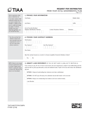 Fillable Online tiaa REQUEST FOR DISTRIBUTION FROM YOUR 457(b) ... (PDF ...