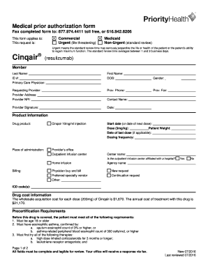Fillable Online Medical Prior Authorization Form. Request determination ...