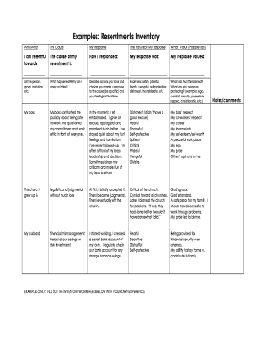 Fillable Online Examples: Resentments Inventory Fax Email Print - pdfFiller