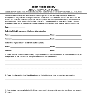 Fillable Online jolietlibrary COMPLAINT OF ACCESS VIOLATION ...