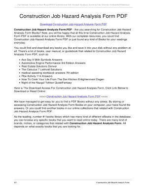 Fillable Online Construction Job Hazard Analysis Form PDF. construction ...