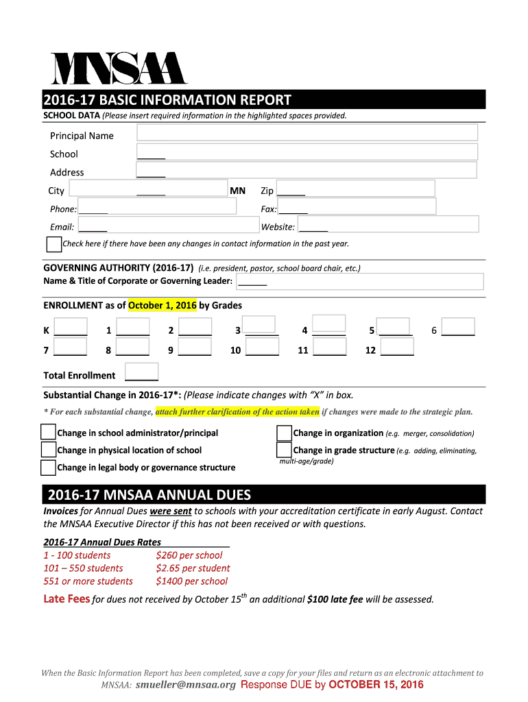 Fillable Online mnsaa Basic Information Report Fax Email Print - pdfFiller