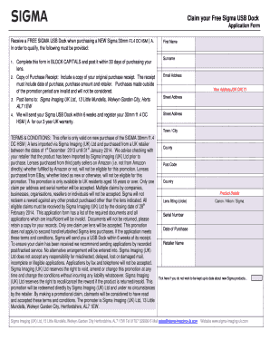 Fillable Online Claim your Free Sigma USB Dock Application Form Fax ...