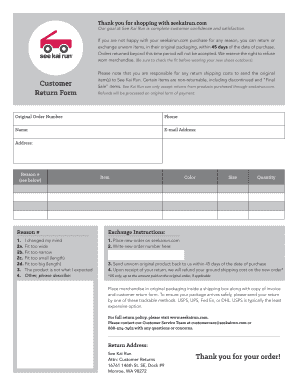 Fillable Online Customer Return Form Refunds will be processed on original ... Fax Email Print ...