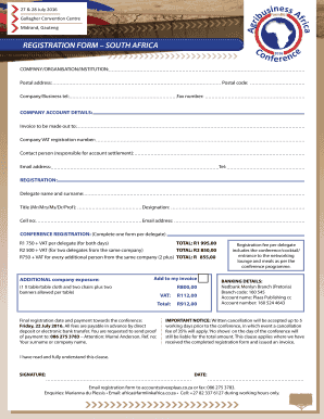 Fillable Online SOUTH AFRICA REGISTRATION FORM - agribusinessinafrica ...