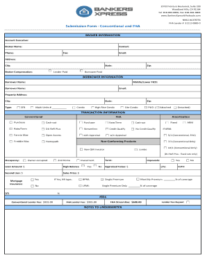 Fillable Online Submission Form - Conventional and FHA Fax Email Print ...