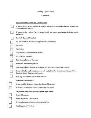 Fillable Online westbridgewaterma One-Day Liquor License Check List ...