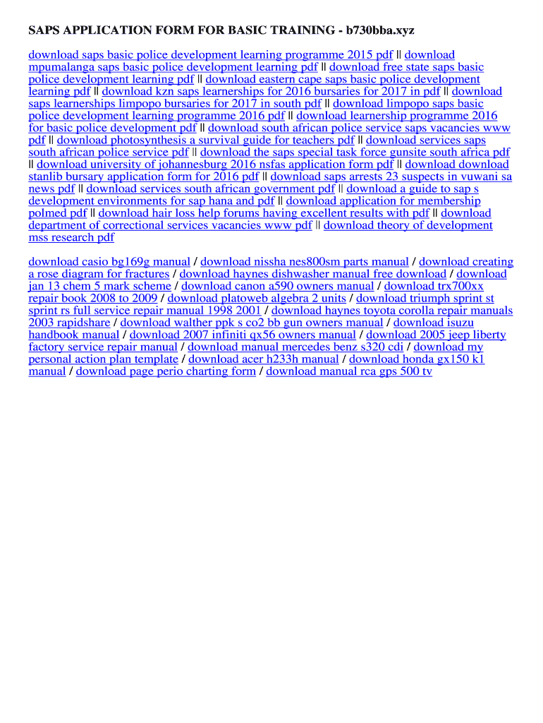 Fillable Online b730bba SAPS APPLICATION FORM FOR BASIC TRAINING ...