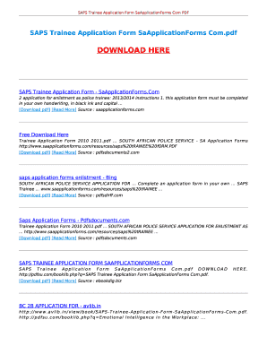 Fillable Online SAPS TRAINEE APPLICATION FORM SAAPPLICATIONFORMS COM ...