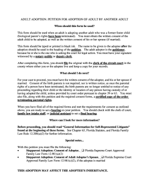Fillable Online floridaschildrenfirst ADULT ADOPTION: PETITION FOR ...