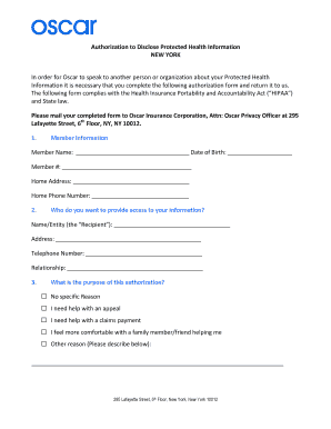 Fillable Online NY HIPAA Authorization (Review) Fax Email Print - pdfFiller