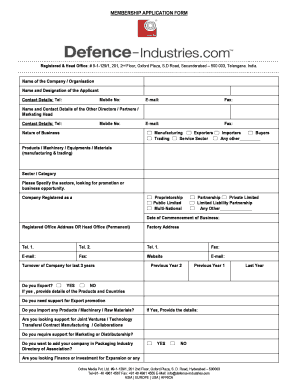 Fillable Online MEMBERSHIP APPLICATION FORM - defence-industries.com ...