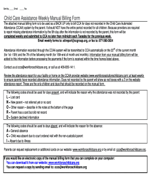 Fillable Online workforcechildcare Weekly Manual Billing Form SET ...