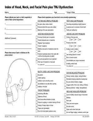 Fillable Online Index of Head, Neck, and Facial Pain plus TMJ ...