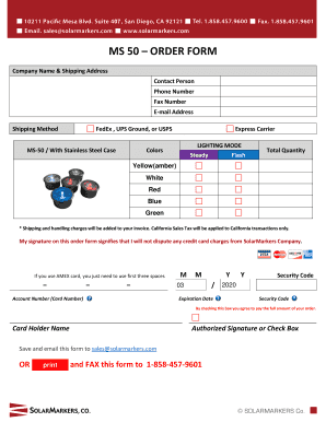 Fillable Online MS 50 ORDER FORM Fax Email Print - pdfFiller