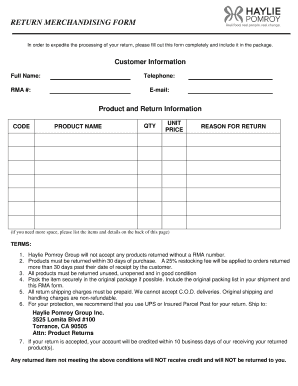 Fillable Online d3ctlfpe85j9pf cloudfront RETURN MERCHANDISING FORM ...
