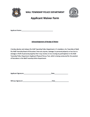Fillable Online wallpolice Waiver Form 2014 - Wall Township Police ...