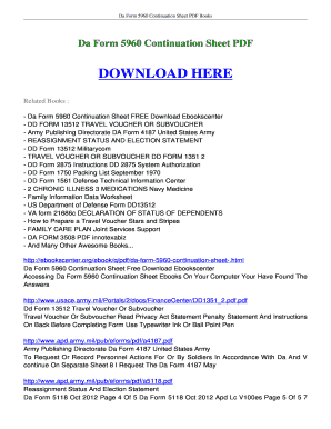 Da 5960 Continuation Page - Fill Online, Printable, Fillable, Blank | pdfFiller