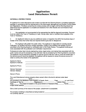 Fillable Online Application Land Disturbance Permit Fax Email Print ...