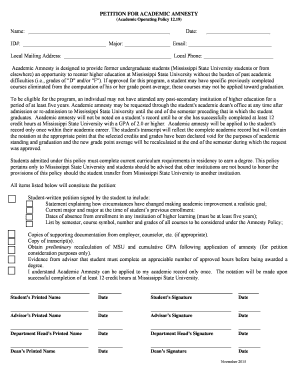 Fillable Online provost msstate Petition for academic amnesty - provost ...