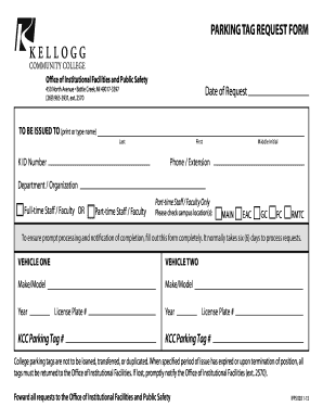 Fillable Online kellogg PARKING TAG REQUEST FORM Fax Email Print ...