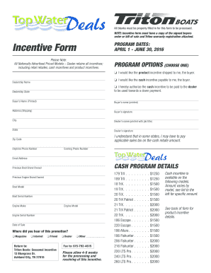 Fillable Online NOTE: Incentive form must have a copy of the signed ...