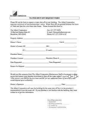 Fillable Online WATER SHUT OFF REQUEST FORM - DreamingCode Fax Email ...